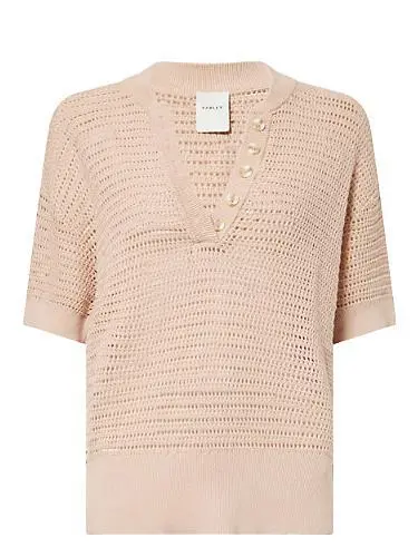 Varley Callie Open-knit Cotton Top - Moonlight