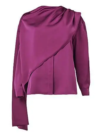 LEEM Scarf-detail Relaxed-fit Satin Blouse - Purple