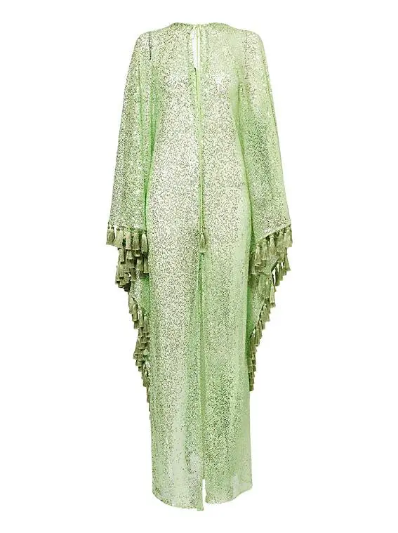 TALLER MARMO Sequin-embellished Woven Kaftan - Acid Green