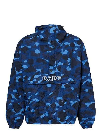 A BATHING APE Camouflage Print Hooded Jacket - Navy