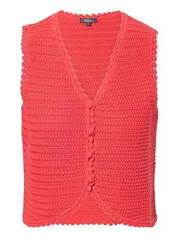 Rails Calypso Cotton Knitted V-neck Sleeveless Top - Scarlet