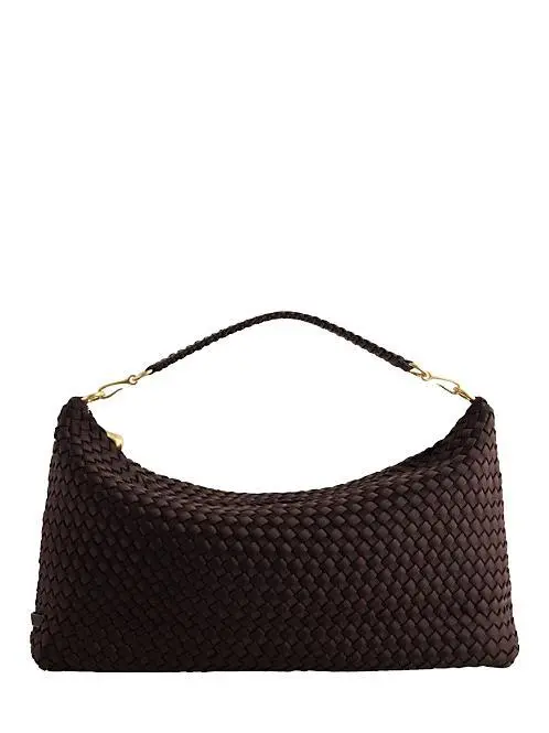 NAGHEDI Porto Halfmoon Medium Woven Shoulder Bag - Chocolate