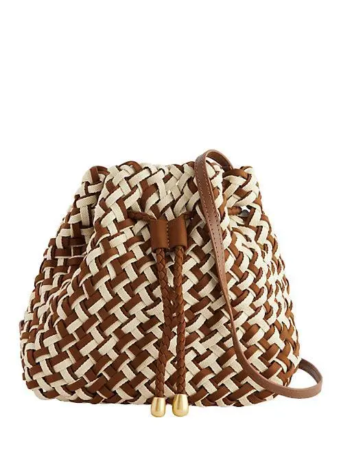 NAGHEDI Gramercy Medium Bucket Woven Shoulder Bag - Carmel