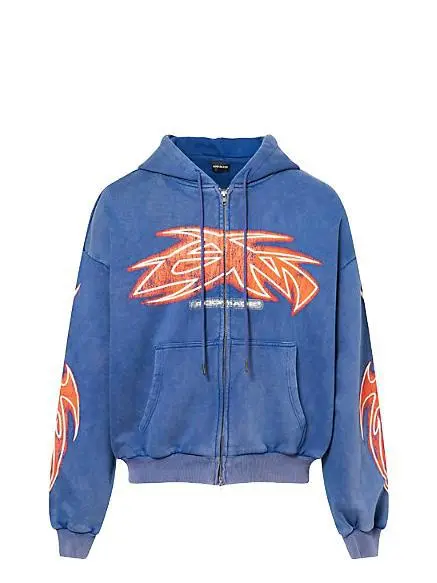 GODMADE Vivid Zip-up Cotton Hoodie - Washed Blue