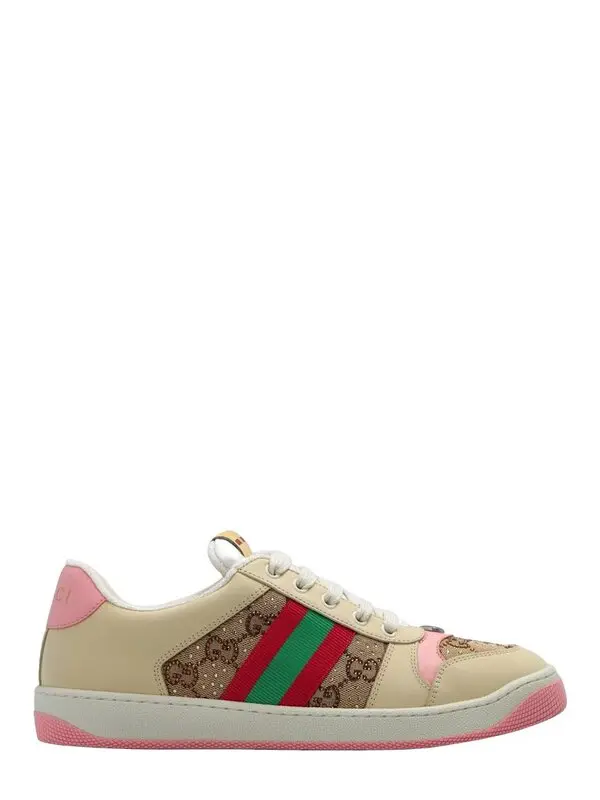 Gucci Screener Gg Canvas Crystals Sneakers - Beige/dark Brown