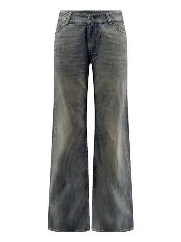 Balenciaga Curved Waist Pant - Navy Blue Green Yellow