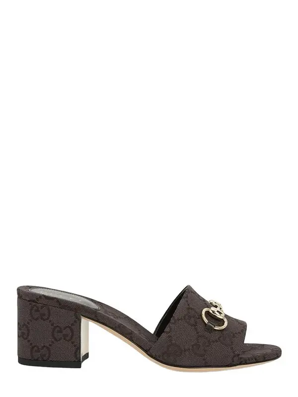 Gucci Horsebit Gg Canvas Slide Sandal - Dark Brown