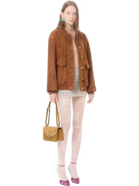 Valentino Garavani Rockstud Small Suede Crossbody Bag - Beige