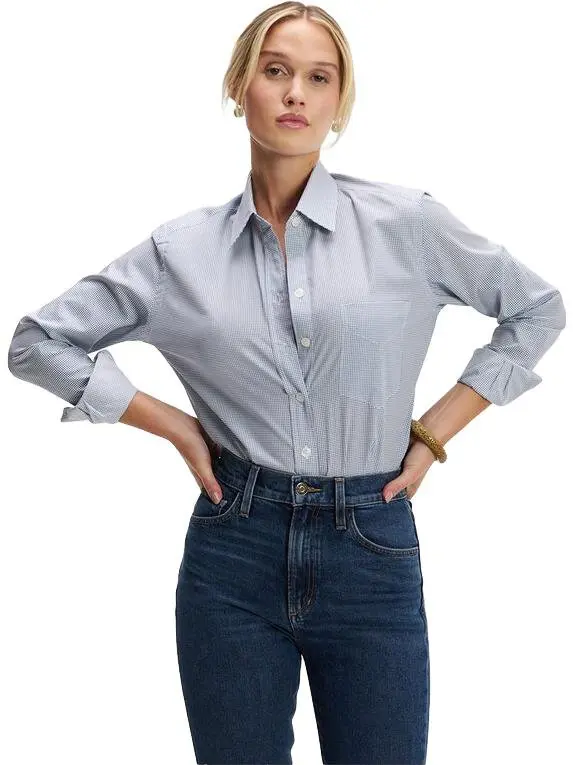 SARAH ALEXANDRA Polka Dot Broadcloth Weekend Shirt - Blue