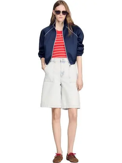 Sandro Striped Cotton Cropped Shirt - Stripe