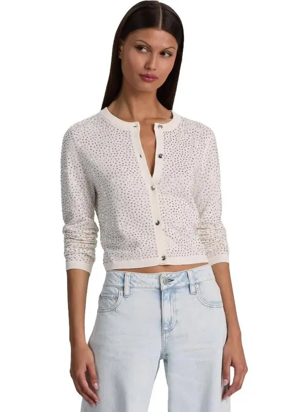 Alice + Olivia Carson Embellished Cropped Cardigan - White