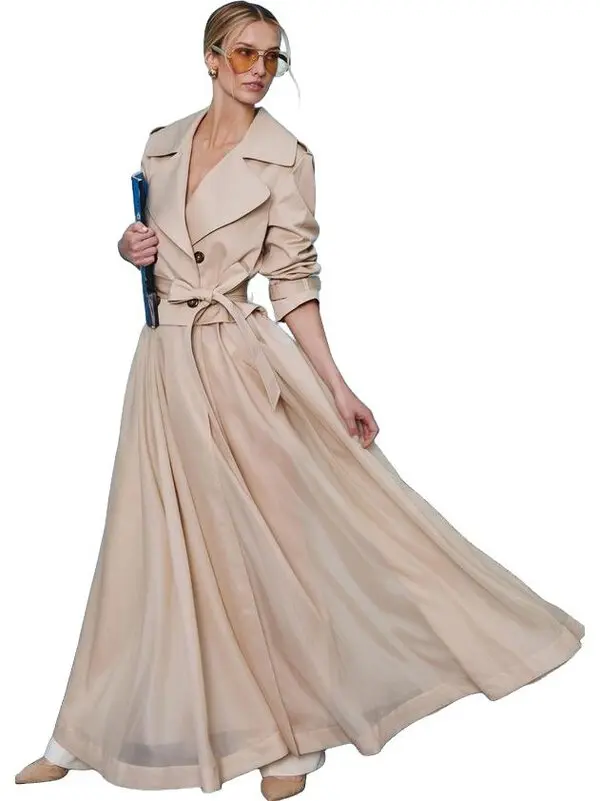 Alice + Olivia Nevada Sheer Combo Trench Coat - Neutral