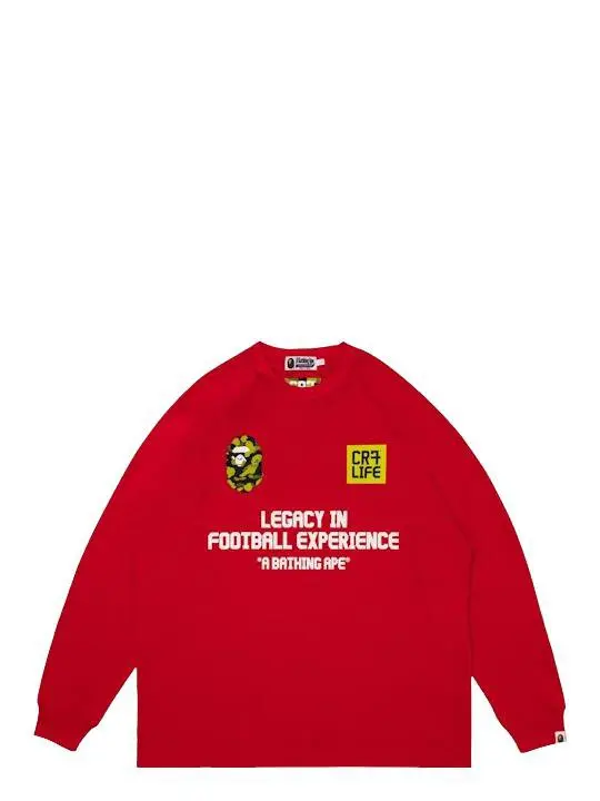 A BATHING APE X Cr7 Life Logo Relaxed Fit Long Sleeve Jersey - Red