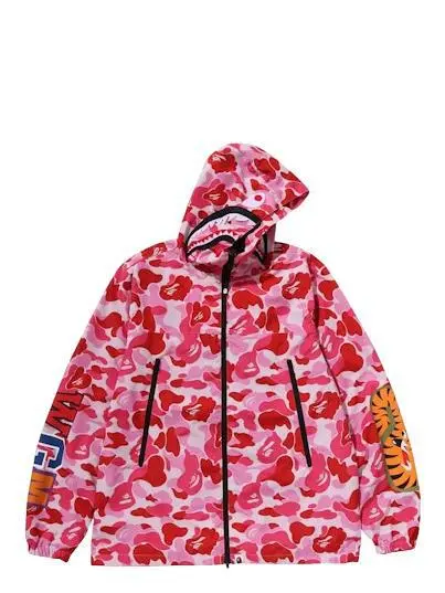 A BATHING APE Abc Camo Shark Zip Up Hoodie - Pink