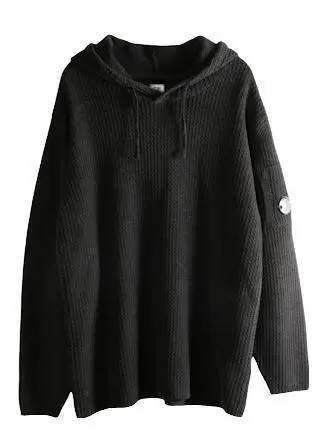 C.P. COMPANY Hooded Cotton Knit Sweater - Black