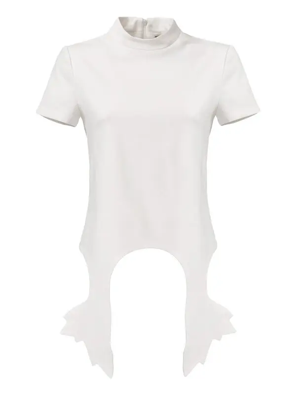 JULIA ALLERT Sculpted Hemline Short Sleeve Blouse - White