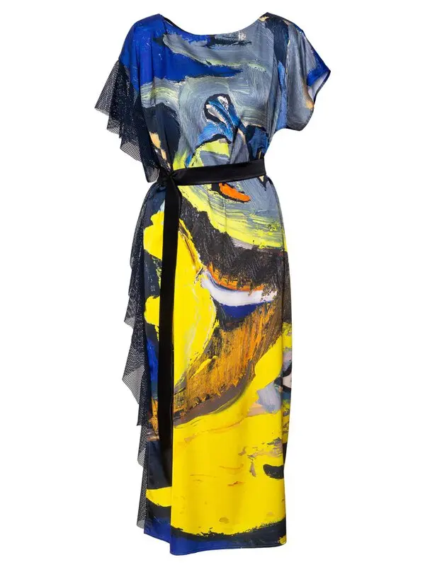 ARTISTA Bird Printed Revolution Maxi Dress - Blue