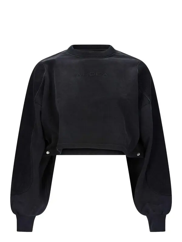 ARDEA Cropped Arch Crewneck - Black