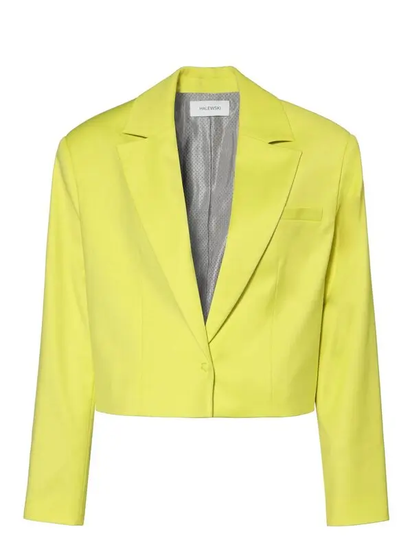 AGGI BY HALEWSKI Single-breasted Cropped Blazer - Yellow