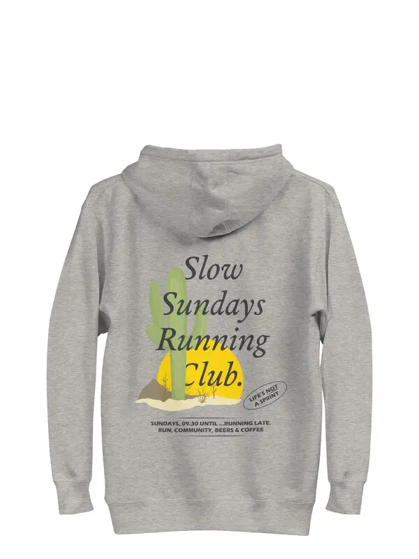ANCHOR & CREW Heather Cactus Slow Sundays Running Club Cotton Blend Hoodie - Grey