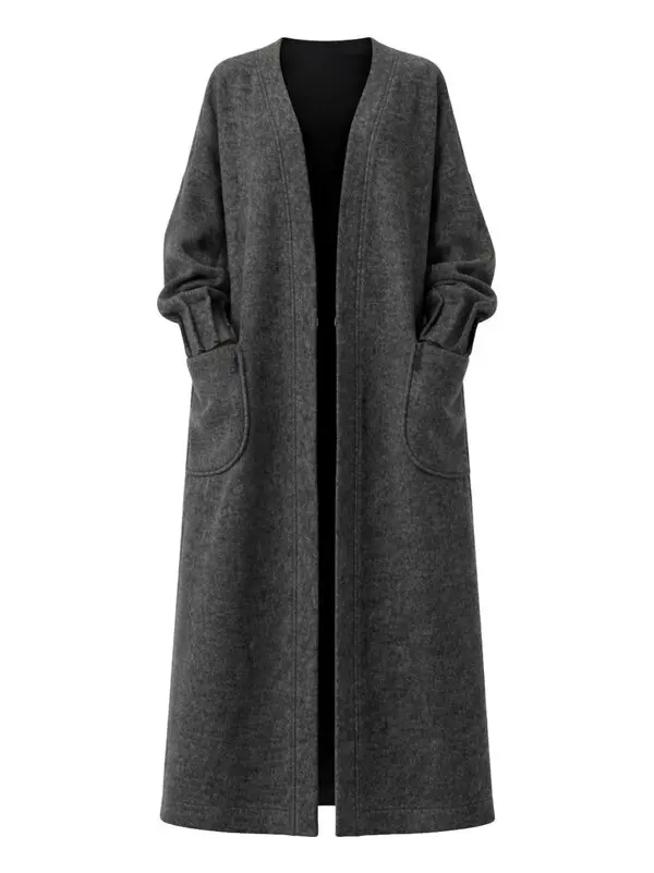 NIKKA PLACE Oversized Boiled Wool Maxi Cardigan - Grey