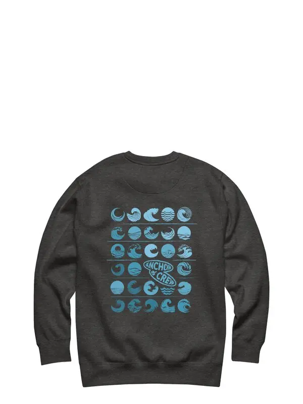 ANCHOR & CREW Heather Surf N Waves Passenger Organic Cotton Sweatshirt - Black