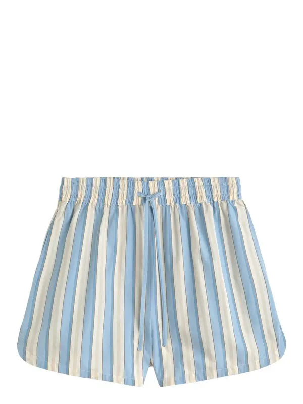 THINKING MU Striped Organic Cotton Shorts - Blue