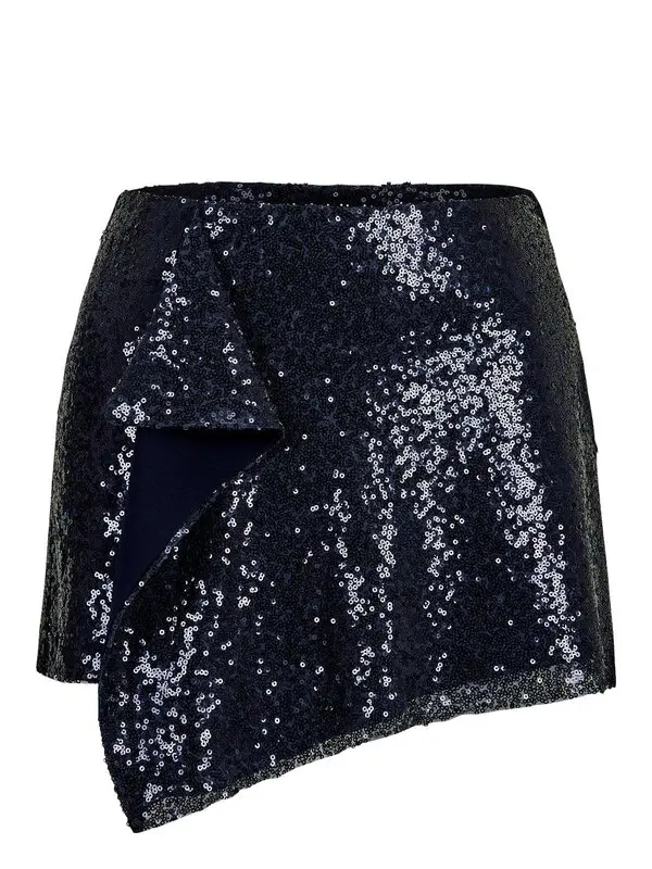 GROWNY Angie Sequin Mini Wrap Skirt - Blue