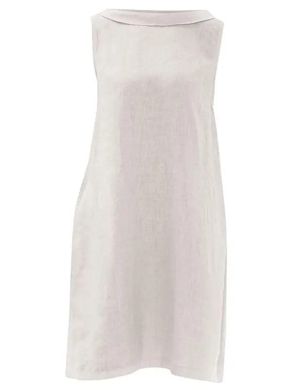 Haris Cotton Linen Cami Midi Dress With Back Tie - White