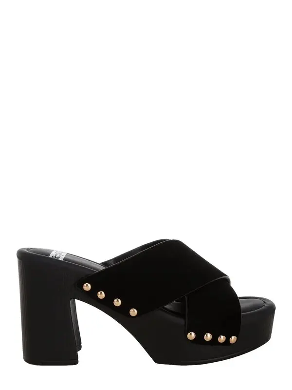 RAG & CO Genuine Suede Clogs - Black