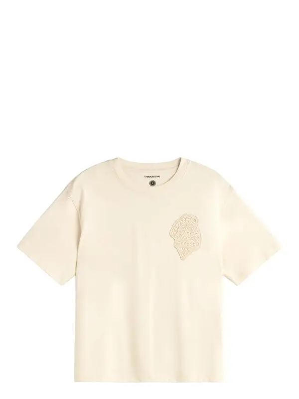 THINKING MU Lucia Embroidered Patch T-shirt - White