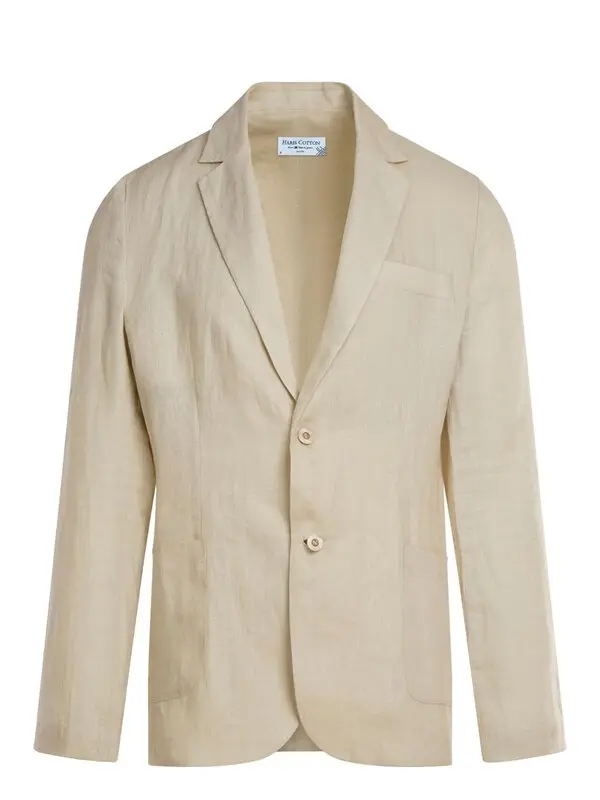 Haris Cotton Solid Lapel Neck Linen Blazer - Beige