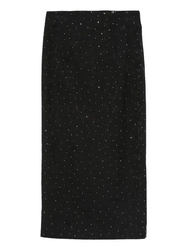 NISSA Embellished Brocade Midi Skirt - Black