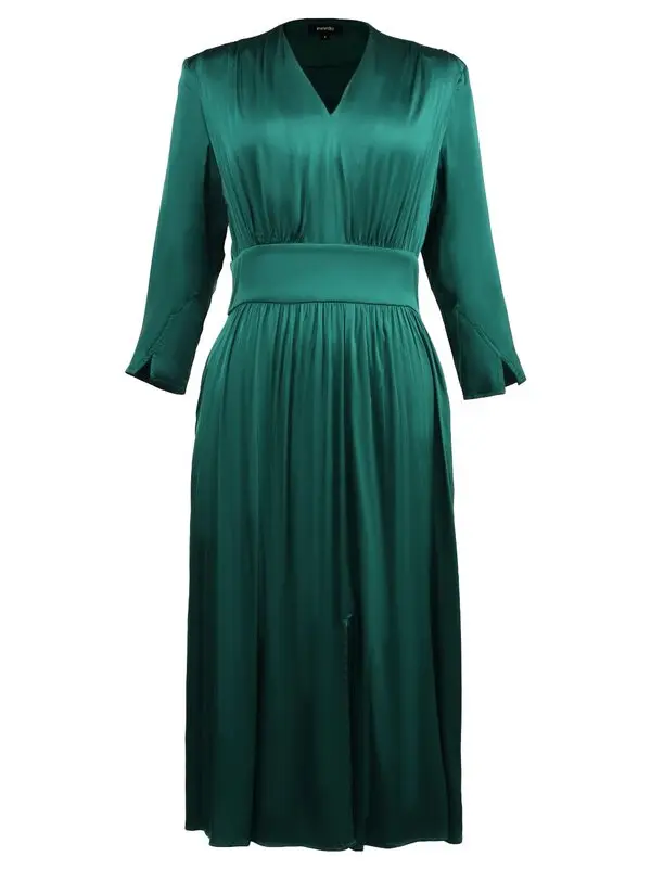 SMART AND JOY Fit-and-flare Satin And Jacquard Dress - Green