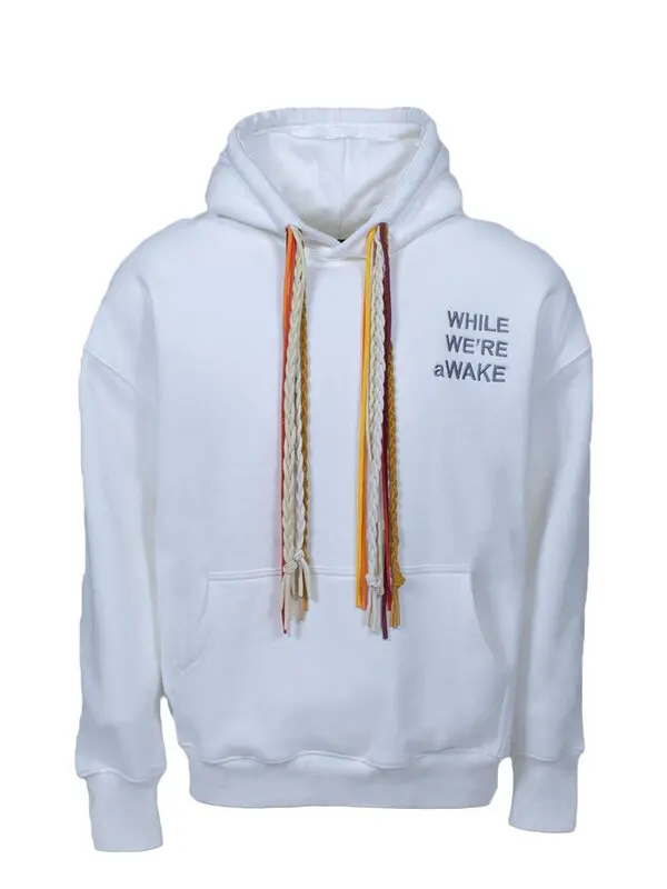 WHILE WE'RE AWAKE Hooded Sweatshirt With Drawstring Detail - White