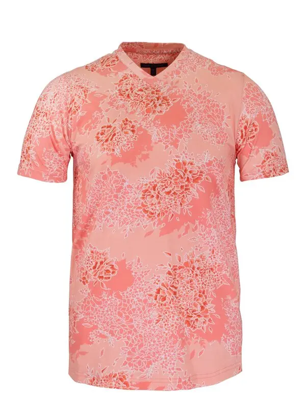 LORDS OF HARLECH Maze Bouquet Island V-neck Tee - Pink