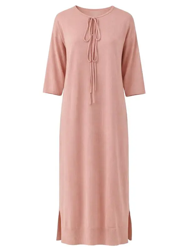 LOU&UP (FORMERLY LOUP CLOTHING) Knit Tie Neck Midi Dress - Pink