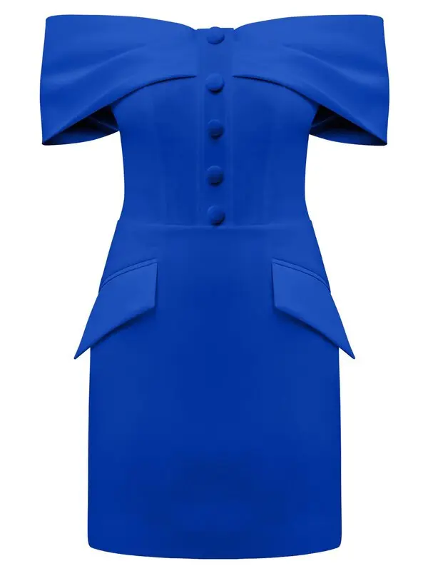 TIA DORRAINE Off-shoulder Mini Dress - Blue
