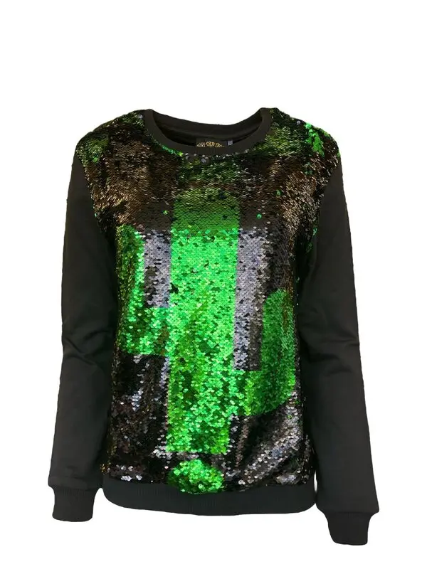 ANY OLD IRON Sequin Cactus Sweatshirt - Green/black