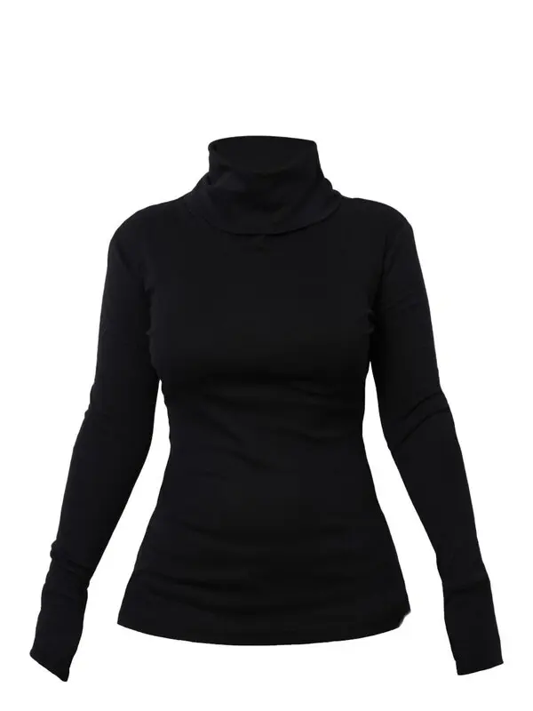 METAMORPHOZA Long Sleeve Turtleneck Top With Thumbholes - Black