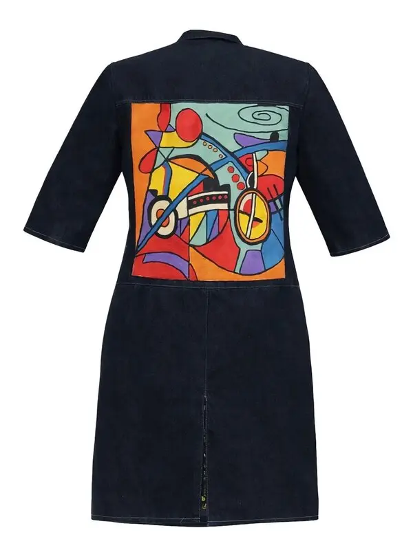 ZASTASTUDIO Denim Hourglass Coat With Embroidery - Blue