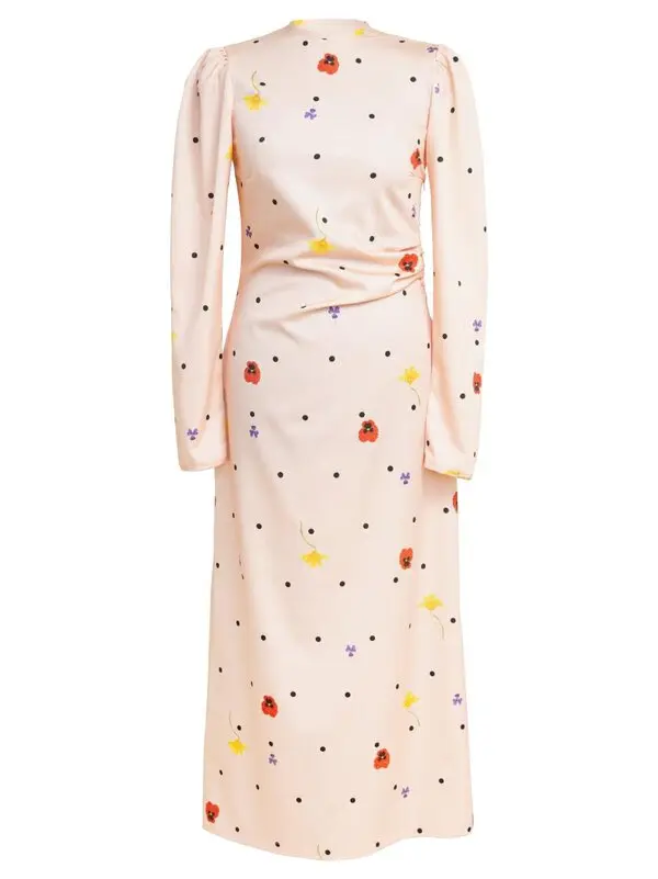 RAINSISTERS Long Sleeve Floral Midi Dress - Pink