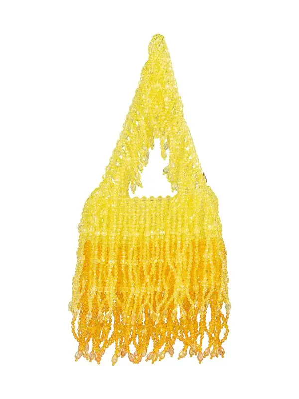 TILLIE BEADS Tassel Handle Beaded Bag - Yellow