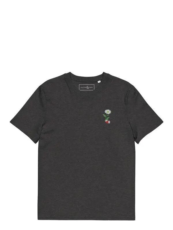 ANCHOR & CREW Heather Daisy Garden Dystopia Embroidered T-shirt - Black