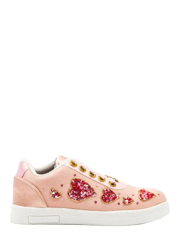 RETTROSE Neriah Embellished Satin Sneakers - Pink