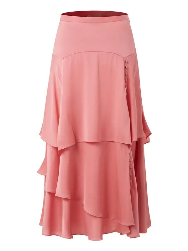 EMMA WALLACE Alda Tiered Midi Skirt - Pink