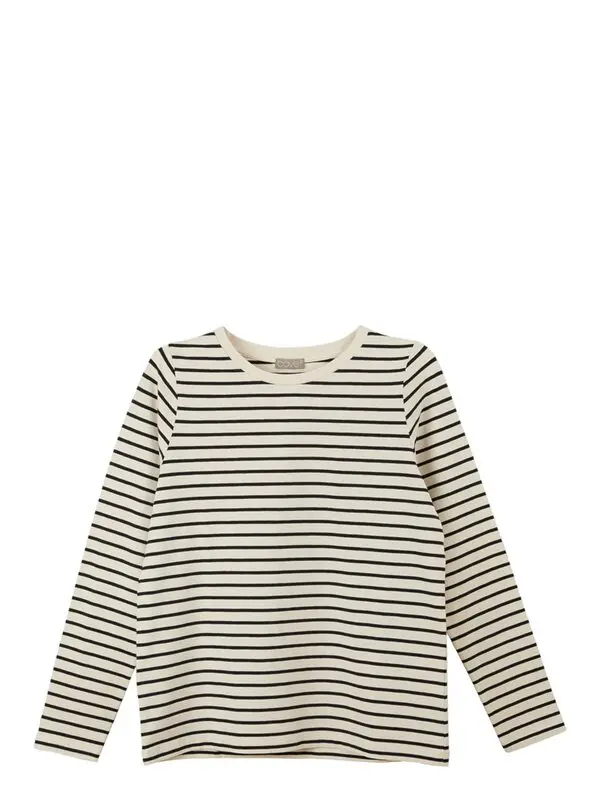 COVE Neutrals Relaxed Fit Stone & Stripe Tee - Black