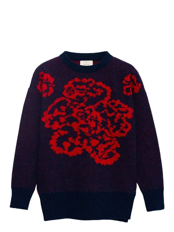 PERALUNA Sally Jacquard Knit Jumper - Blue/red