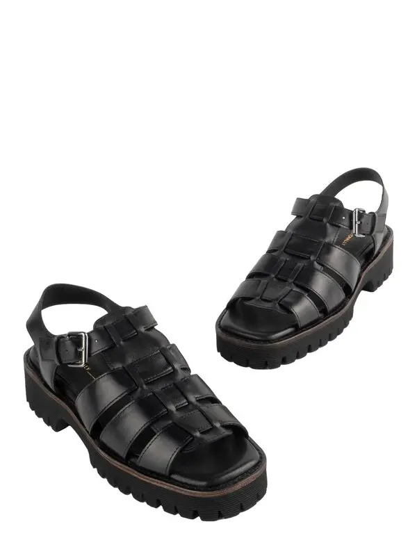 Intentionally Blank Haddie Leather Dad Sandal - Black