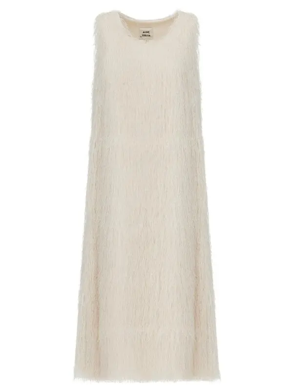 JULIA ALLERT Sleeveless Textured Pile Midi Dress - White